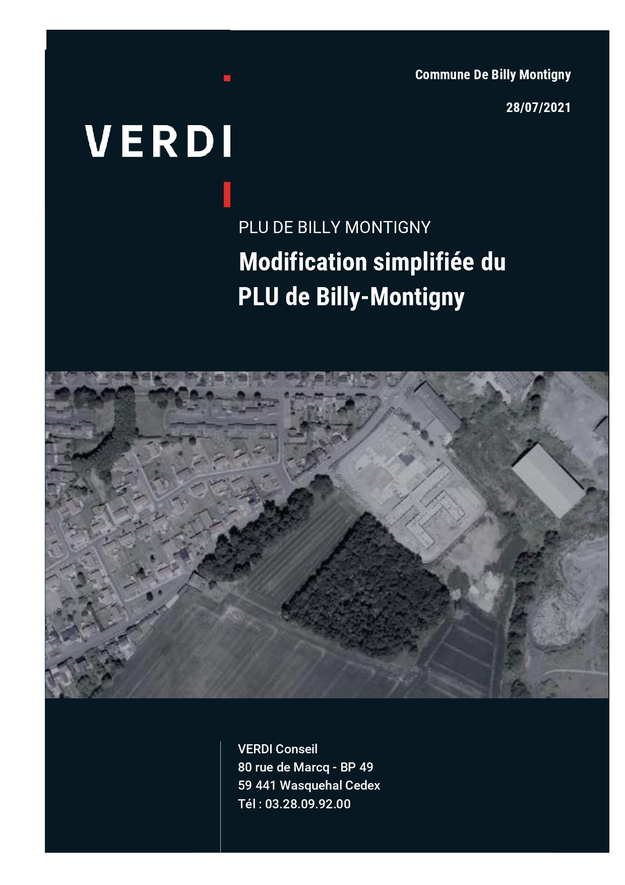 Modification simplifiée du PLU – Billy-Montigny Modification simplifiée du PLU – Billy-Montigny